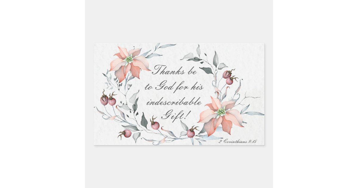 2 Corinthians 9:15 Thanks be to God Christmas Rectangular Sticker | Zazzle