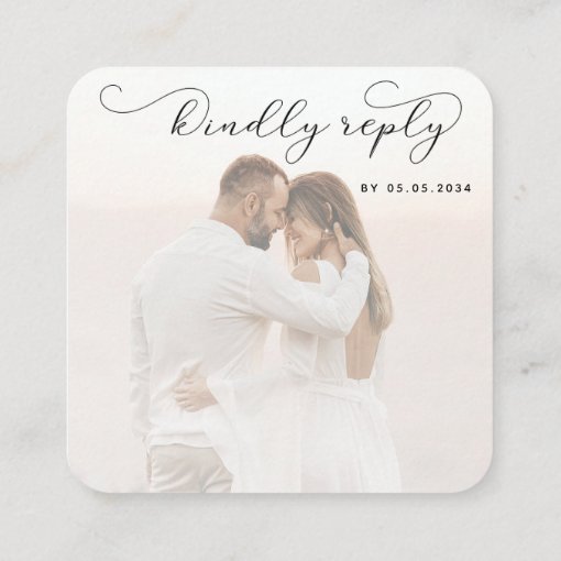 2 Faded Photos QR Code Website Online Wedding RSVP Enclosure Card | Zazzle