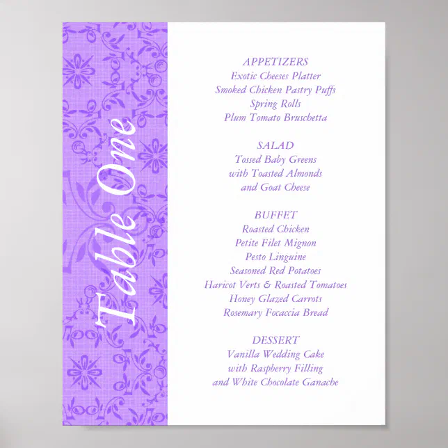 2-in-1 Wedding Reception Table Toppers & Menus Poster | Zazzle