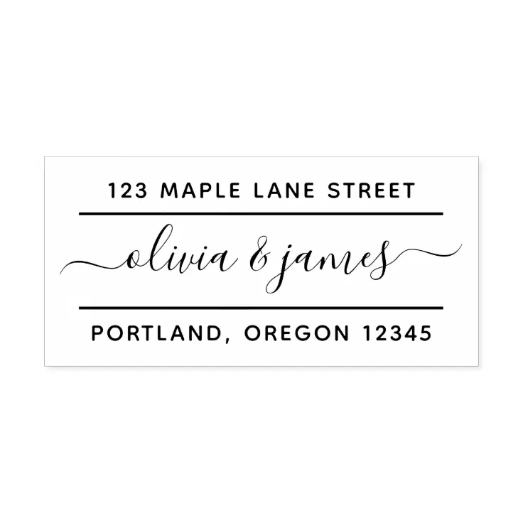 2 Lines Calligraphy Script Couple Return Address Self-inking Stamp | Zazzle