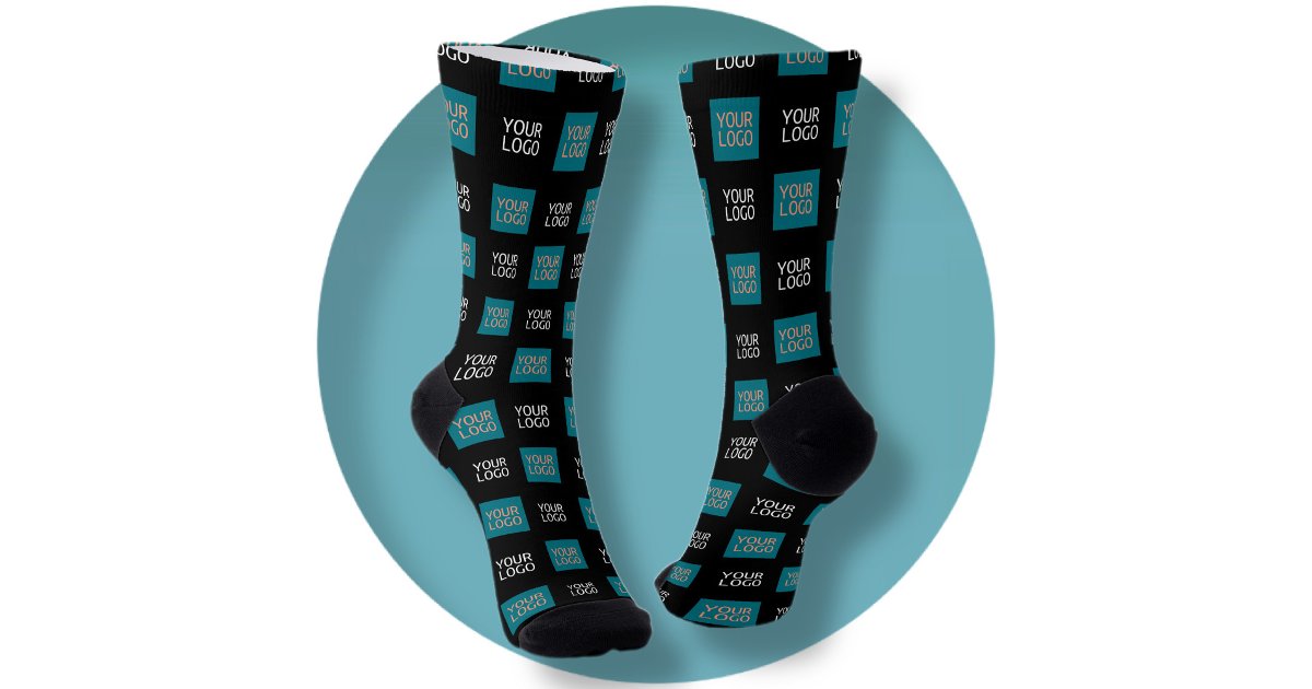 2 Logos Simple Repeating Logo | Black Socks | Zazzle