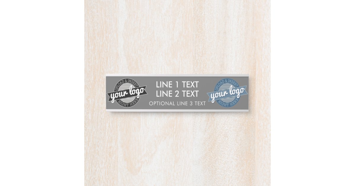 2 Logos With 3 Lines of Text Door Sign | Zazzle