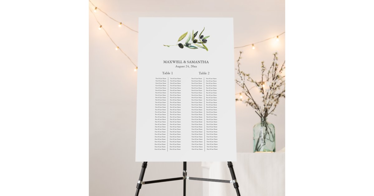 2 Long Tables Floral Wedding Seating Charts Sign | Zazzle
