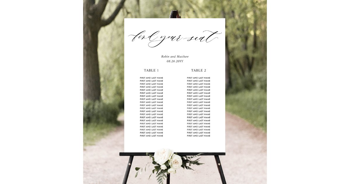2 Long Tables Micro Wedding Seating Chart Sign | Zazzle