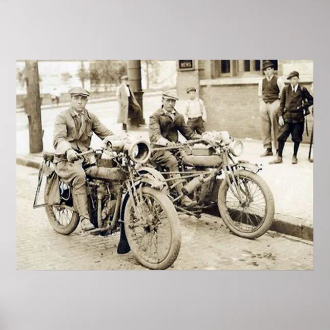 2 men on motorcycles huge poster | Zazzle