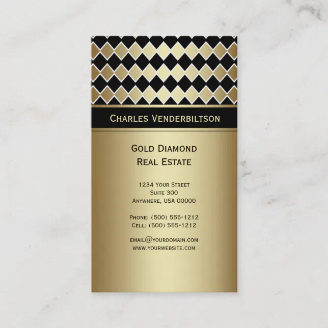 #2 Modern Black Gold Diamond Business Card | Zazzle