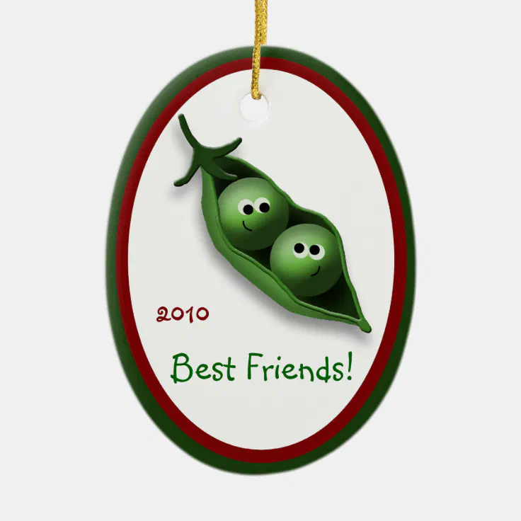 2 Peas in a Pod Oval Ceramic Christmas Ornament | Zazzle