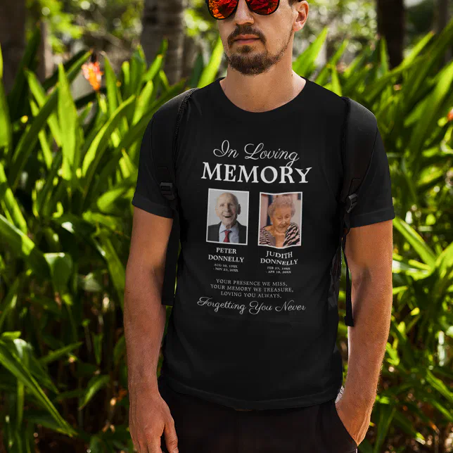 2 Person Tribute Memorial Photo T-Shirt | Zazzle