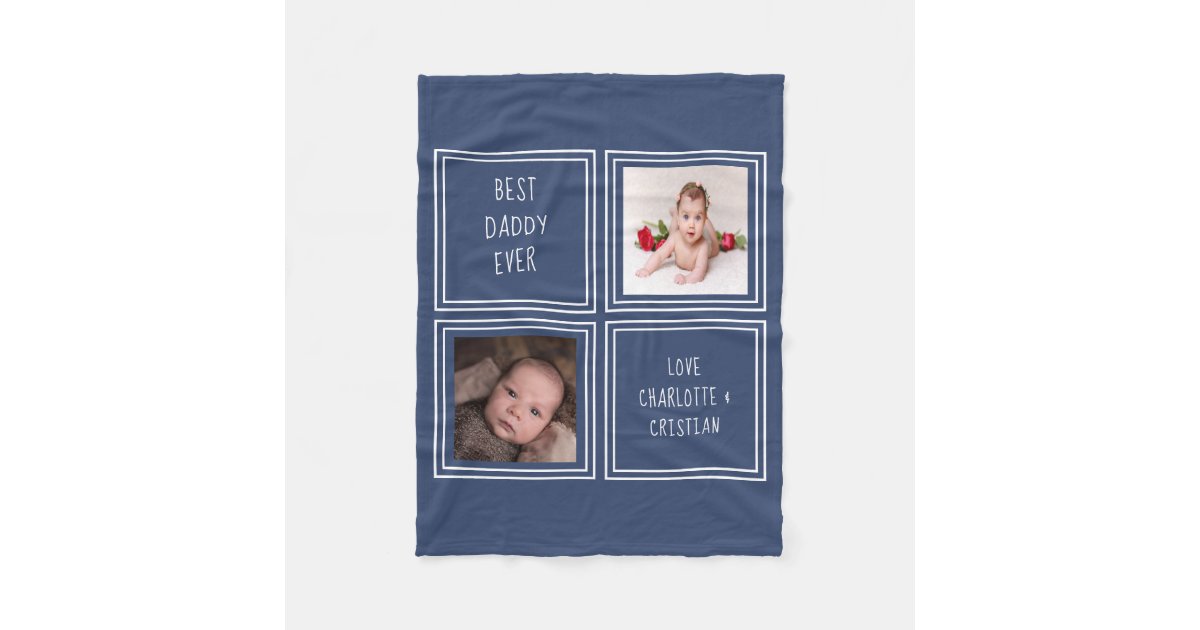 2 Photo And Text Design Your Own Personalized Fleece Blanket | Zazzle