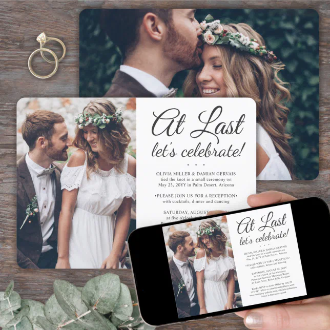 2 Photo At Last Marriage Celebration Wedding Invitation | Zazzle