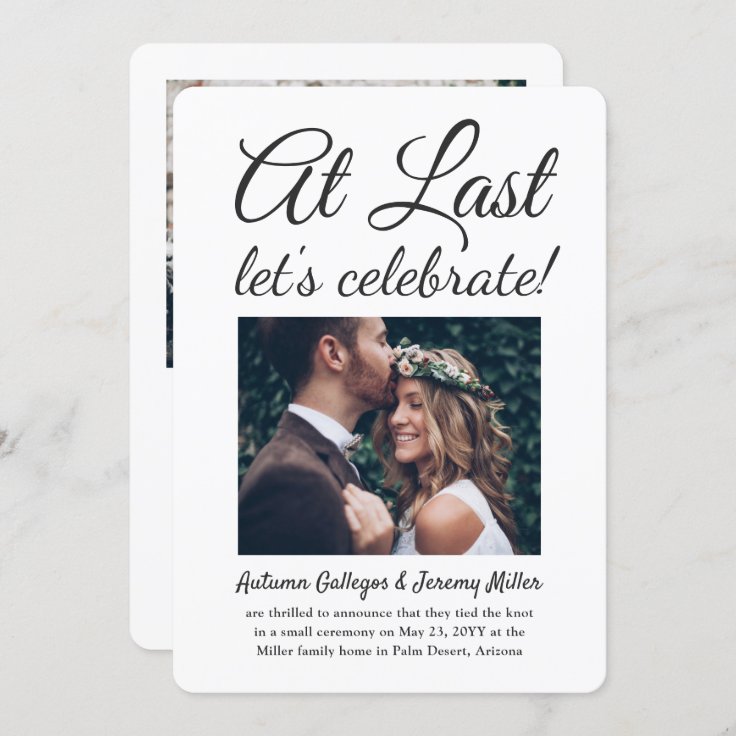 2 Photo At Last Wedding Reception Celebration Invitation | Zazzle