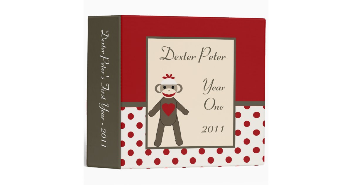 2" PHOTO Binder Scrapbook Red Sock Monkey | Zazzle