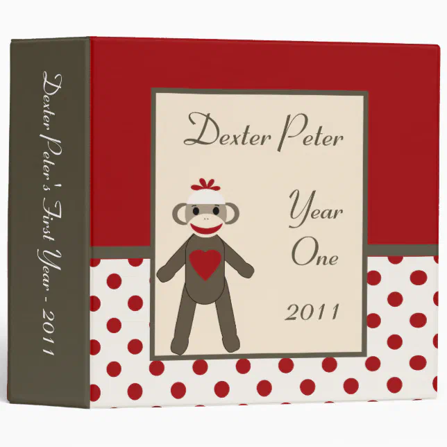 2" PHOTO Binder Scrapbook Red Sock Monkey | Zazzle