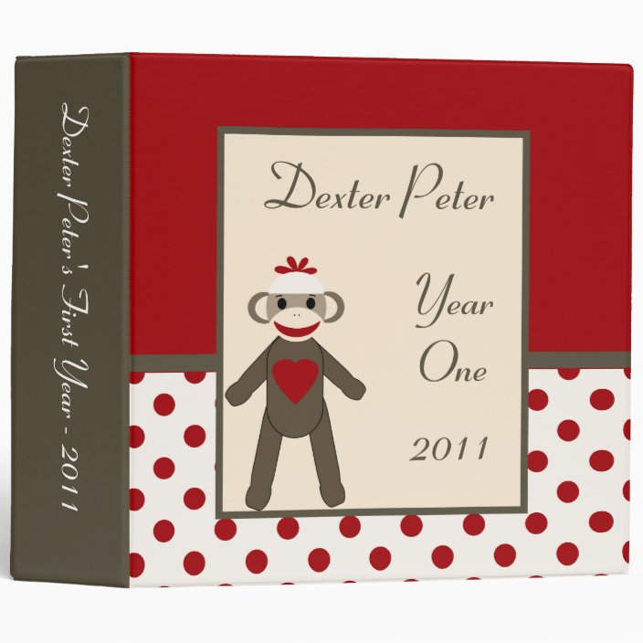 2" PHOTO Binder Scrapbook Red Sock Monkey | Zazzle.com