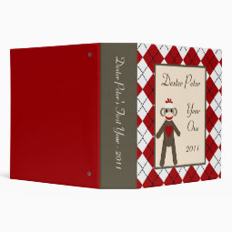 2" PHOTO Binder Scrapbook Red Sock Monkey | Zazzle