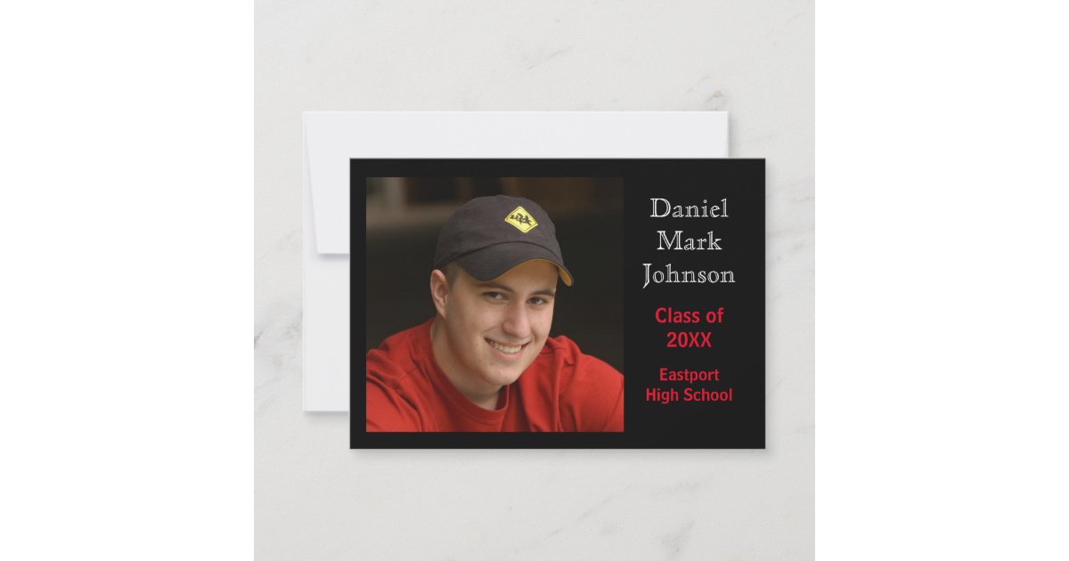 2 Photo Black Background - 3x5 Grad Announcement | Zazzle