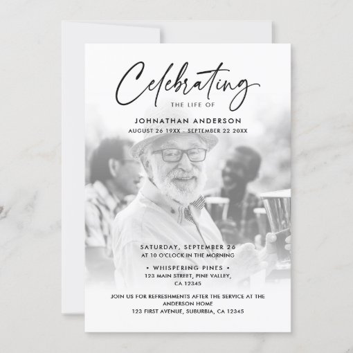 2-Photo Celebration of Life/Funeral/Memorial Invitation | Zazzle