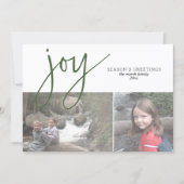 2 Photo Collage Joy Script Season's Greeting Olive Holiday Card | Zazzle