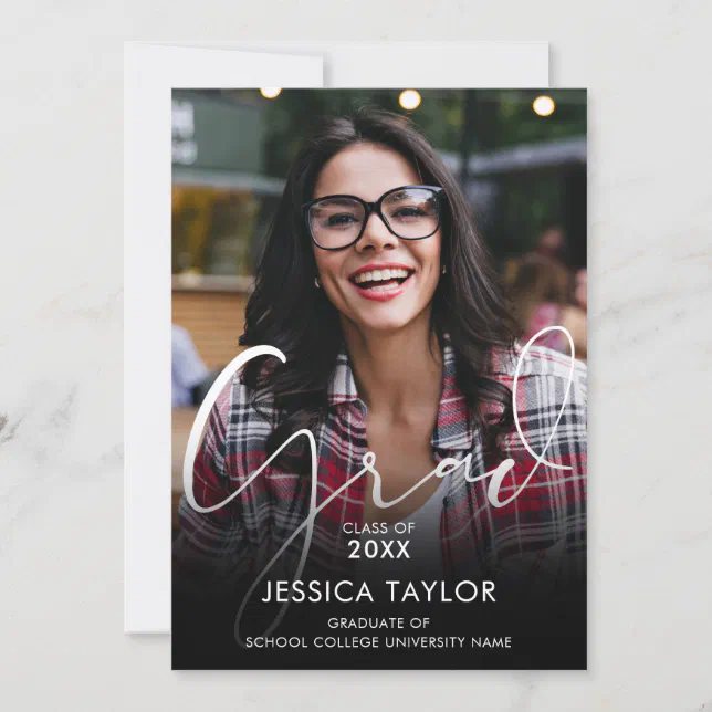 2 Photo Collage Modern Graduation Announcement | Zazzle