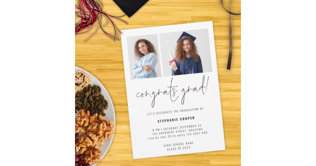2 Photo Congrats Grad 2022 Graduation Party Invitation | Zazzle