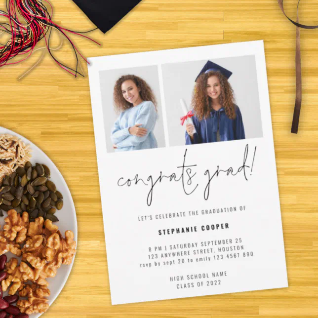 2 Photo Congrats Grad 2022 Graduation Party Invitation | Zazzle
