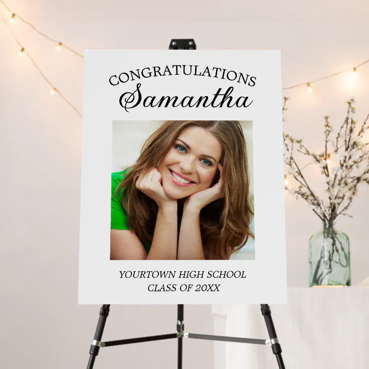 2 Photo Double Sided Graduation Congratulations Foam Board | Zazzle