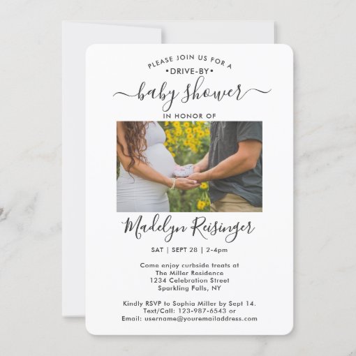 2 Photo Drive-By Social Distancing Baby Shower Invitation | Zazzle