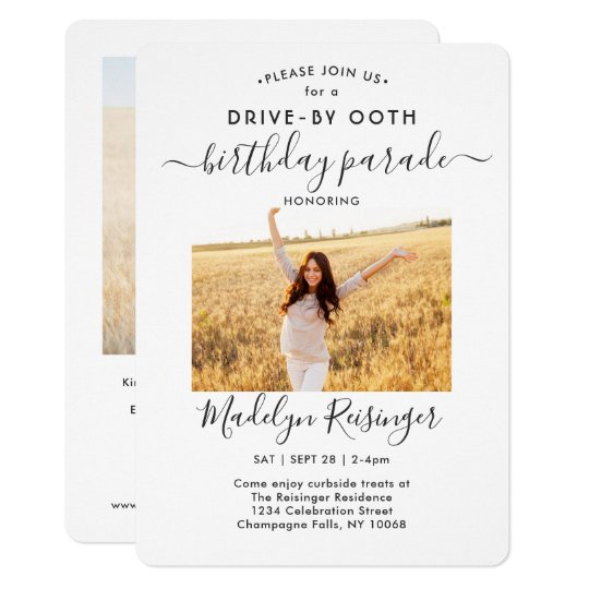 2 Photo Drive-By Social Distancing Birthday Party Invitation | Zazzle.com