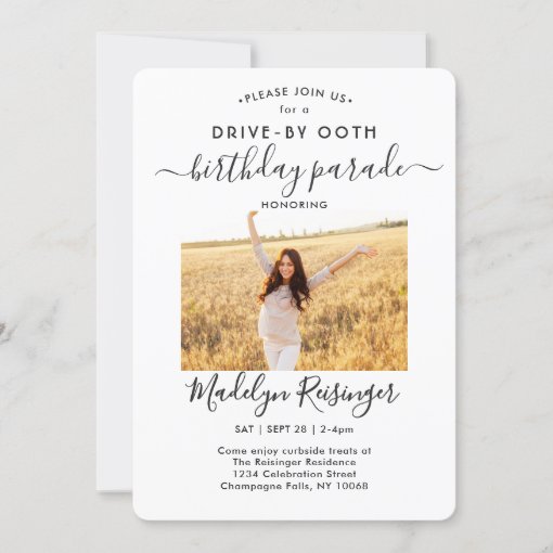 2 Photo Drive-By Social Distancing Birthday Party Invitation | Zazzle