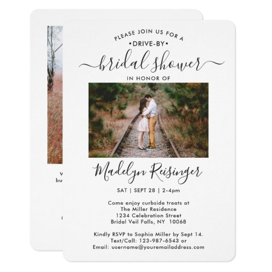 2 Photo Drive-By Social Distancing Bridal Shower Invitation | Zazzle.com
