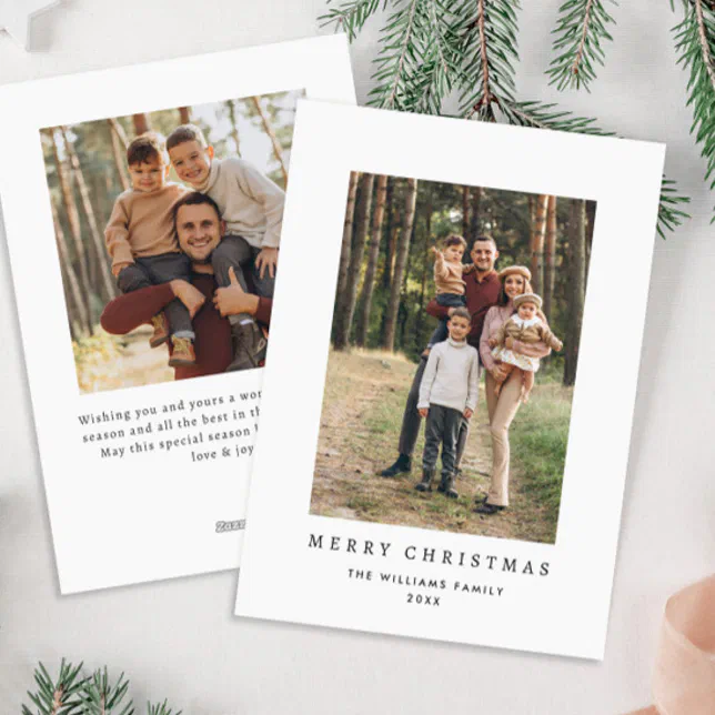 2 Photo Elegant Minimalist Stylish Greeting Holiday Card | Zazzle