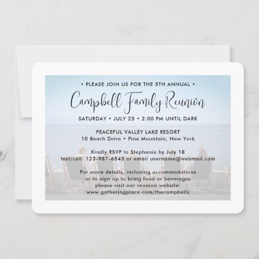 2 Photo Family Reunion Party Modern Elegant Script Invitation | Zazzle