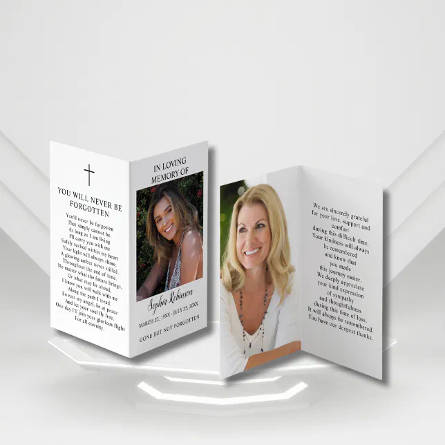 2 Photo Funeral Memorial Folder Prayer Card | Zazzle