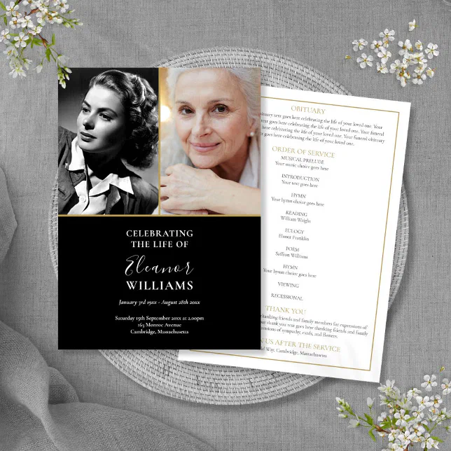 2 Photo Funeral Memorial Order Of Service Program | Zazzle