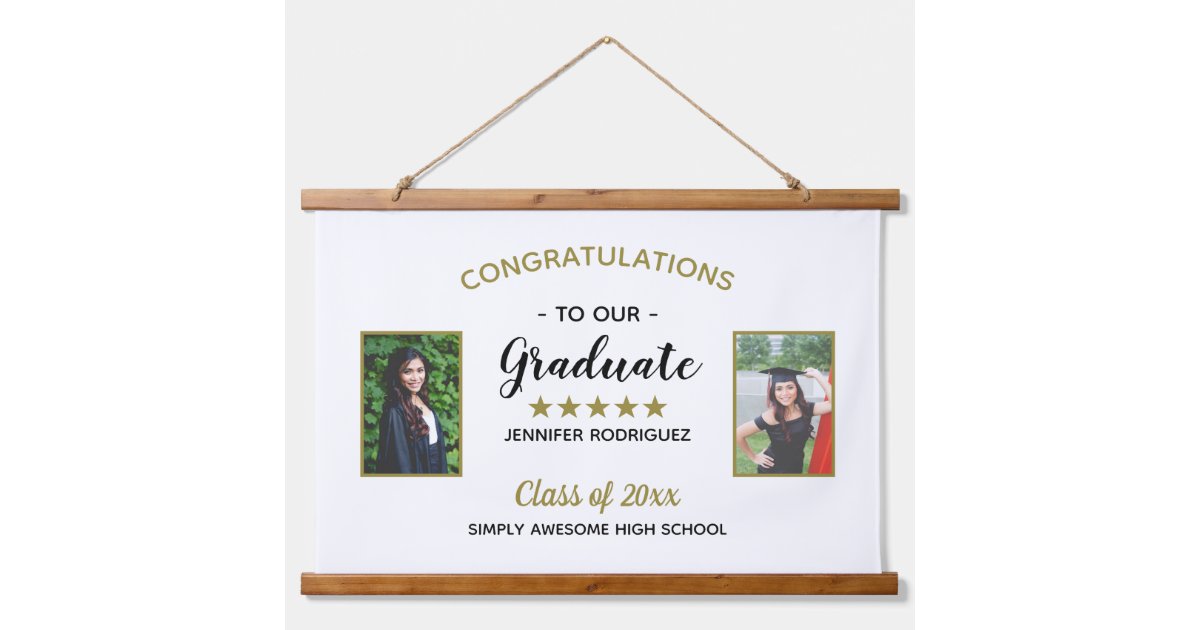 2 Photo Graduation Congratulations Graduate Custom Hanging Tapestry ...