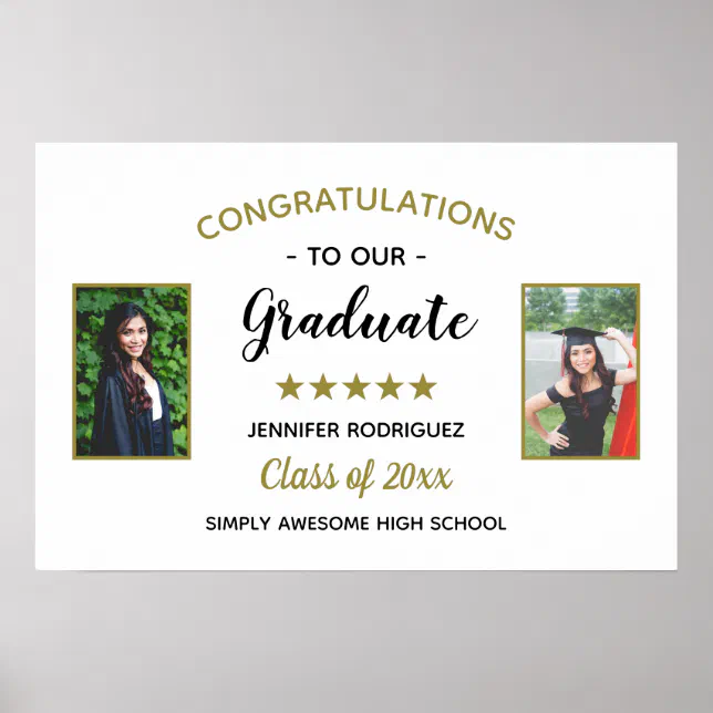 2 Photo Graduation Congratulations Graduate Custom Poster | Zazzle