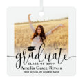 Modern White Handwriting Photo Graduation Metal Ornament | Zazzle