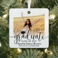 2 Photo Graduation Elegant Black Script Class Year Metal Ornament | Zazzle