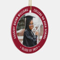 2 Photo Graduation Elegant Modern Red and White Ceramic Ornament | Zazzle