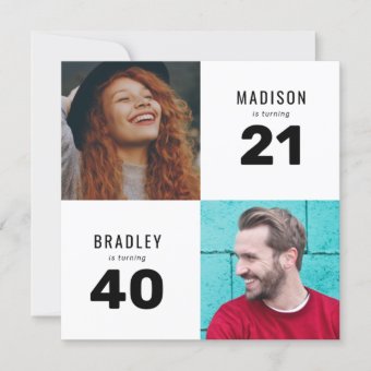 2 Photo Joint Birthday Party Invitation | Zazzle