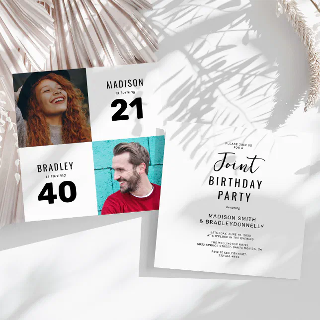 2 Photo Joint Birthday Party Invitation | Zazzle