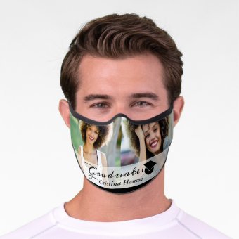 2 Photo Modern Graduation Personalized Premium Face Mask | Zazzle