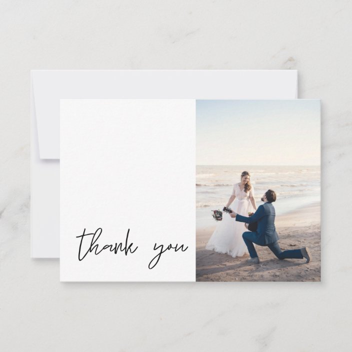 2 Photo & Modern Handwriting Typography Thank You Card | Zazzle.com