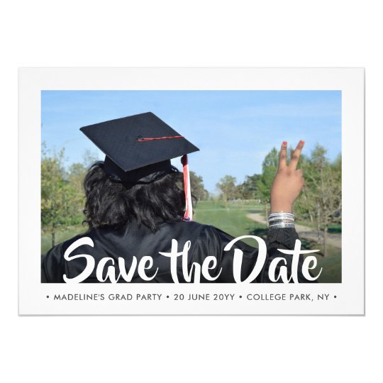 2 Photo Modern Script Graduation Save the Date Invitation | Zazzle.com