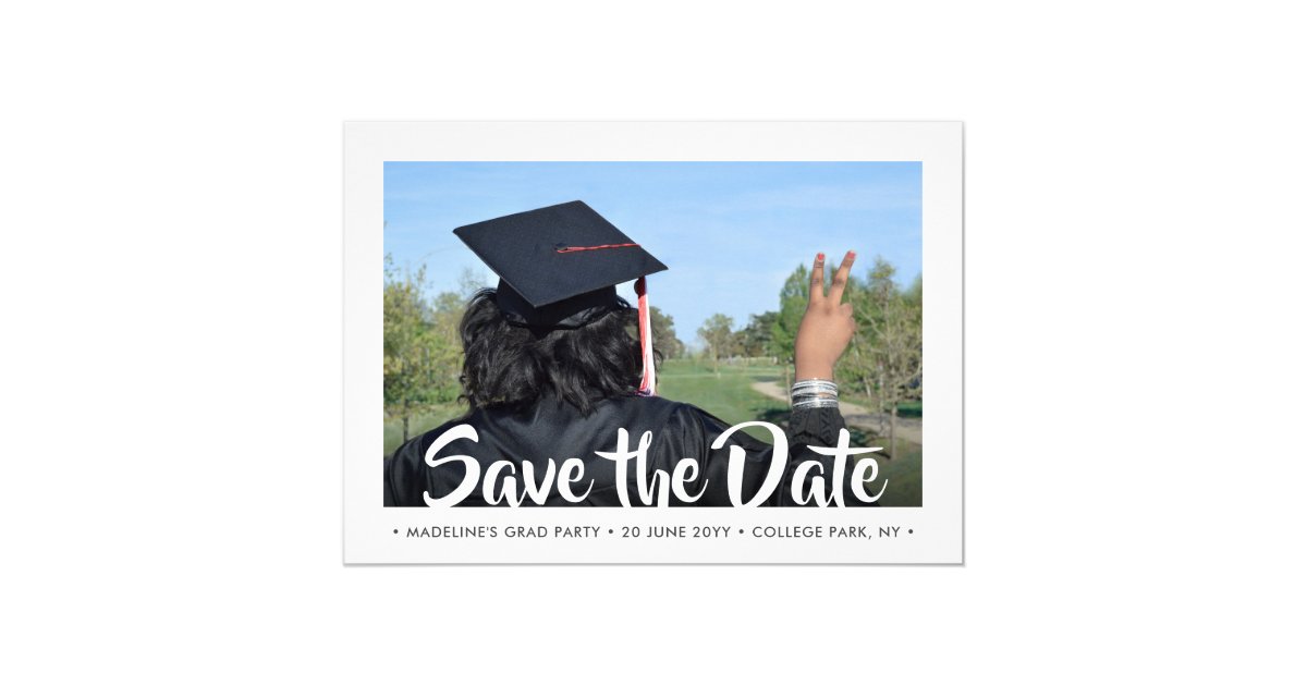2 Photo Modern Script Graduation Save the Date Invitation | Zazzle.com