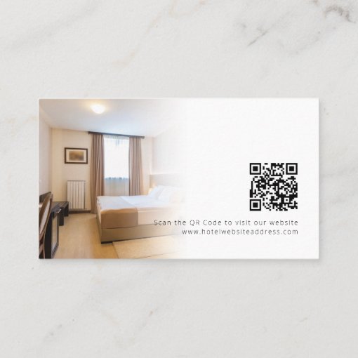 2 Photo Overlay Logo QR Code Hotel Guest House Business Card | Zazzle