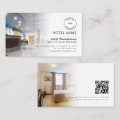 2 Photo Overlay Logo QR Code Hotel Guest House Business Card | Zazzle