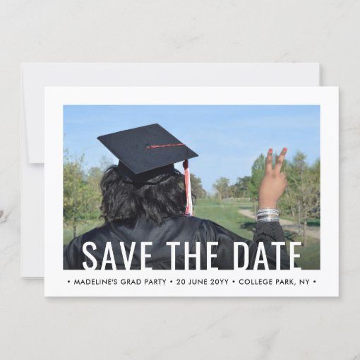 2 Photo Simple Modern Graduation Save the Date Invitation | Zazzle