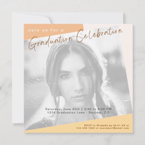 2 Photo Trendy Modern Natural Graduation Invitation | Zazzle