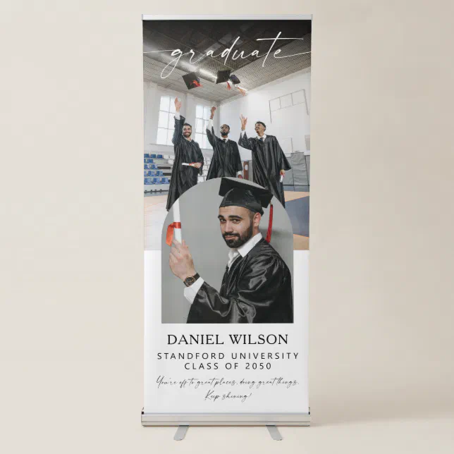 2 Photo Vertical Graduation Party Retractable Banner | Zazzle